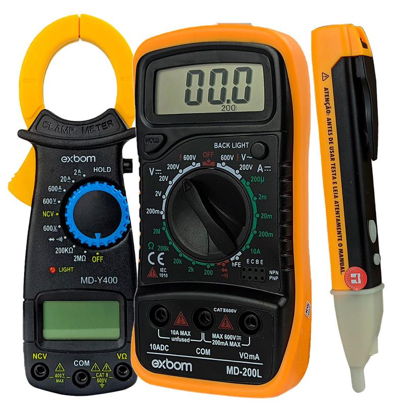 Multímetro Digital Portátil Profissional E Alicate Amperímetro E Caneta ...
