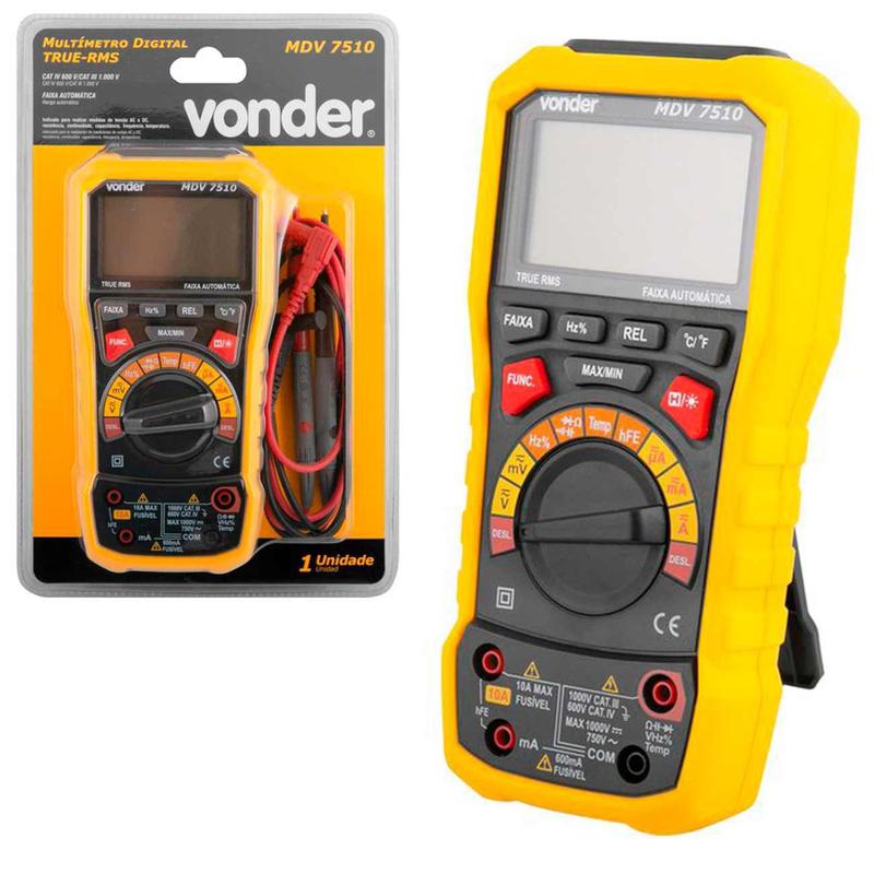 Multímetro Digital TRUE-RMS CAT IV 600V CAT III 1000V MDV7510 Vonder ...