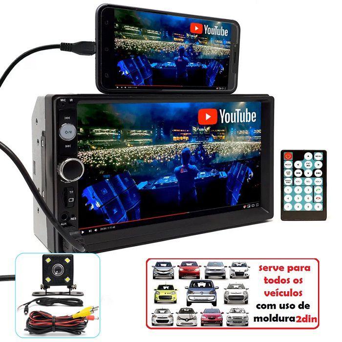 Multimídia Automotivo MP5 Com Tela de 7 Pol. Bluetooth USB 7010b + Câmera de Ré - CAR MP5 ...