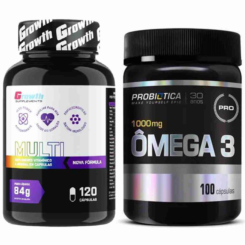 Multivitaminico 120 Caps Growth + Omega 3 100 Caps Probiotica - Growth ...