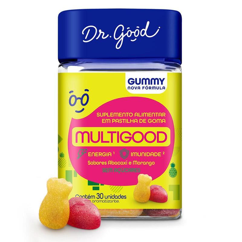 Multivitamínico Multigood Sabor Abacaxi e Morango Sem Açúcares Com 30 ...