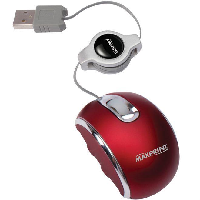 Nano Mouse Óptico Usb 2.0 Retrátil Vermelho 606214 Maxprint - Mouse com ...
