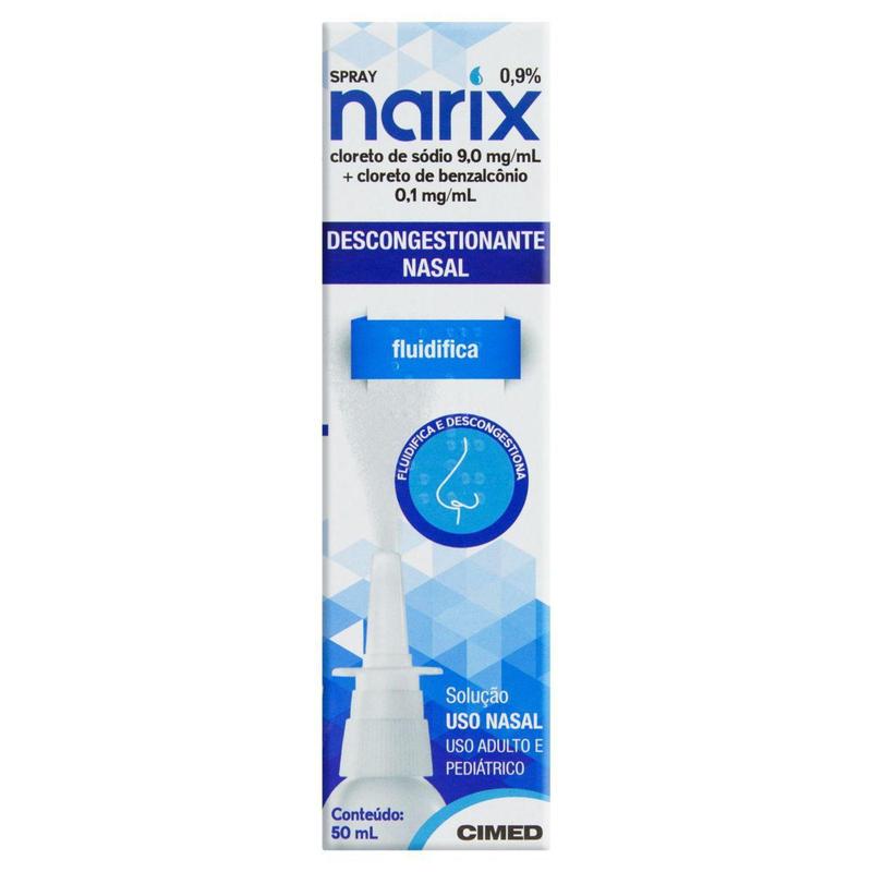 Narix Spray 9,0mg/mL + 0,1mg/mL, frasco com 50mL de solução nasal ...