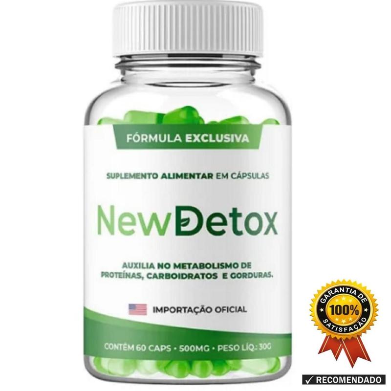 New Detox 60 Cápsulas 500mg Tratamento Para 30 Dias - Nutricosméticos ...
