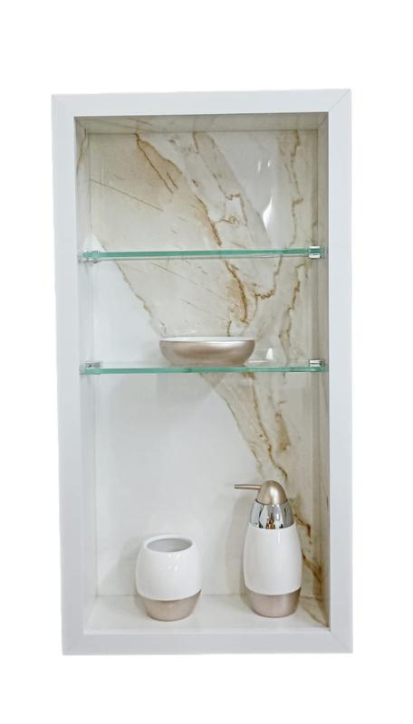 Nicho Banheiro Porcelanato box 30x60x11 Borda De Alumínio. - Belo Nicho ...
