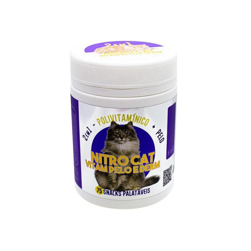 Nitrocat Pelo E Derm Gato Forte E Saudável 75 Snaks - Pecon Produtos ...