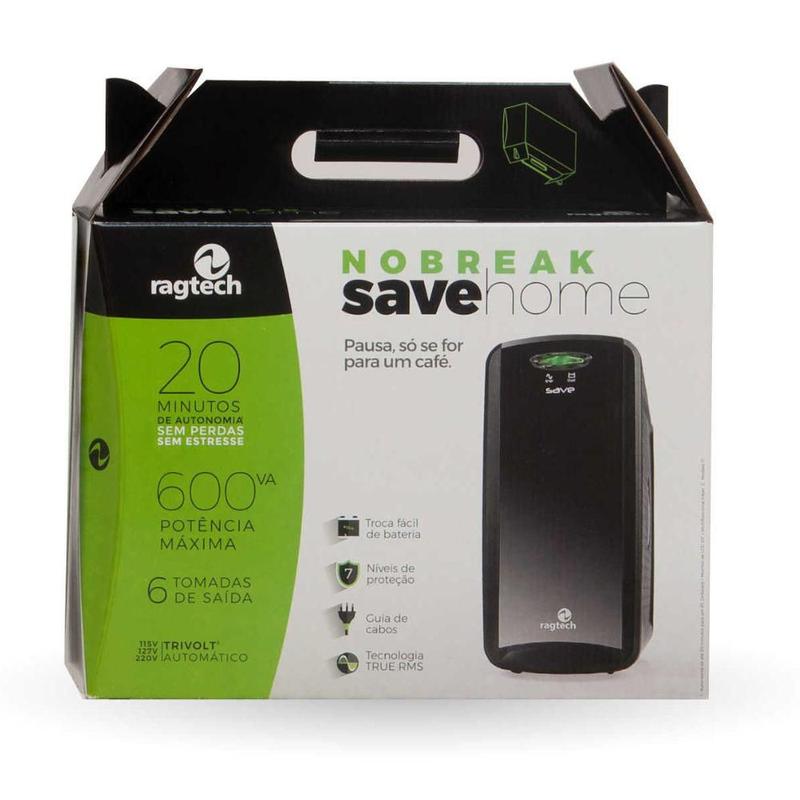 Nobreak Ragtech 600VA Save Home STD-TI 6 Tomadas 20NSH4114 Preto - Nobreak - Magazine Luiza