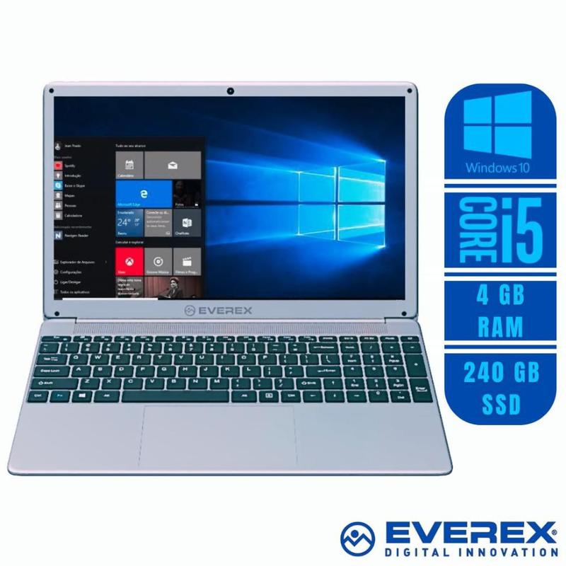 Notebook Everex Intel Core i5, 4GB DDR3, Tela 15.6”, 240GB SSD e ...