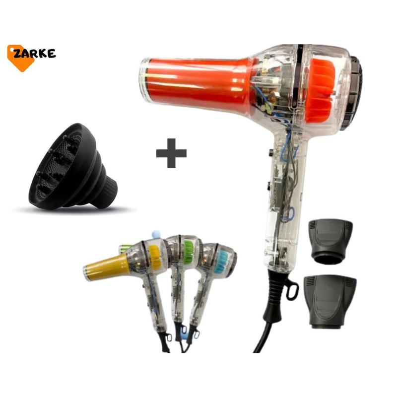 Novo secador de cabelo 110v 6000w transparente 2 bicos e 1 difusor ...