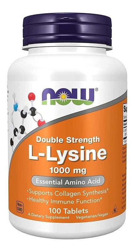Now Foods L-Lysine Lisina 1000mg Contra-Herpes 100 Tabletes ...