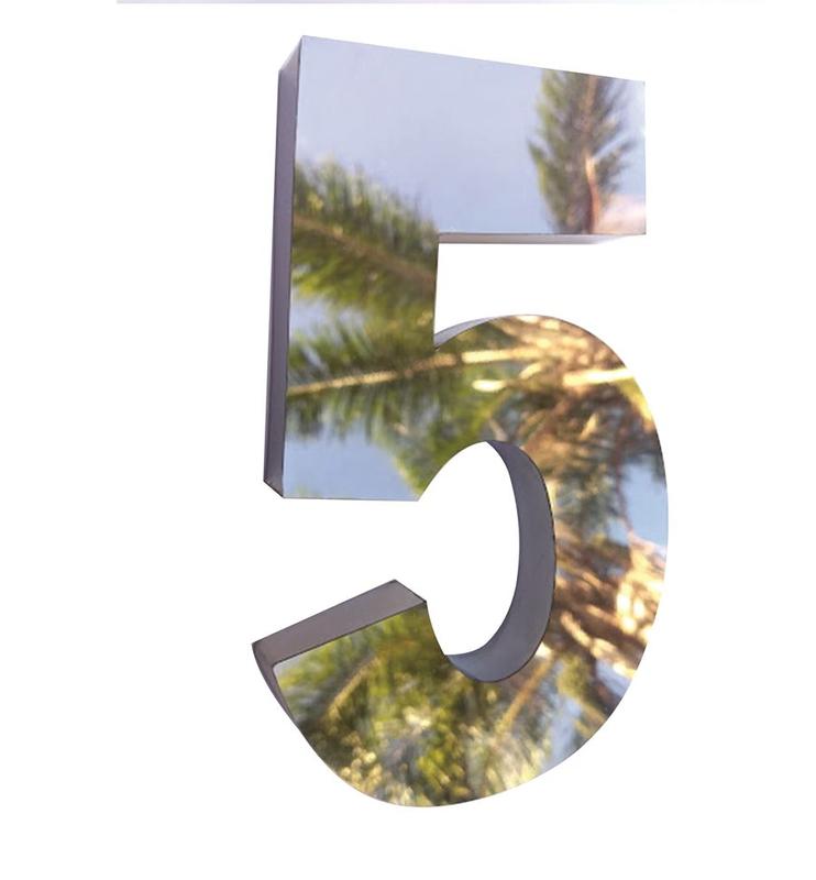 Número 5 de 20 cm Aço Inox Brilhante Espelhado - Sinai Letras Caixa ...