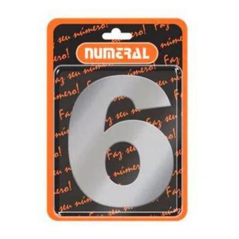 Número Residência Autocolante Em Aço Escovado N 6 Casa - Numeral ...