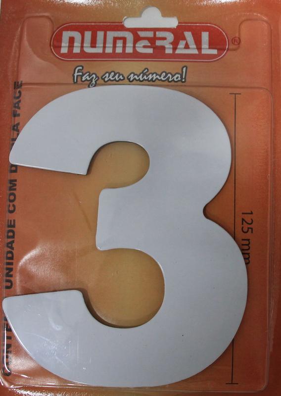 Numero Residencial Algarismo Numeral do 0 ao 9 ACM Branco Brilhante 12 ...