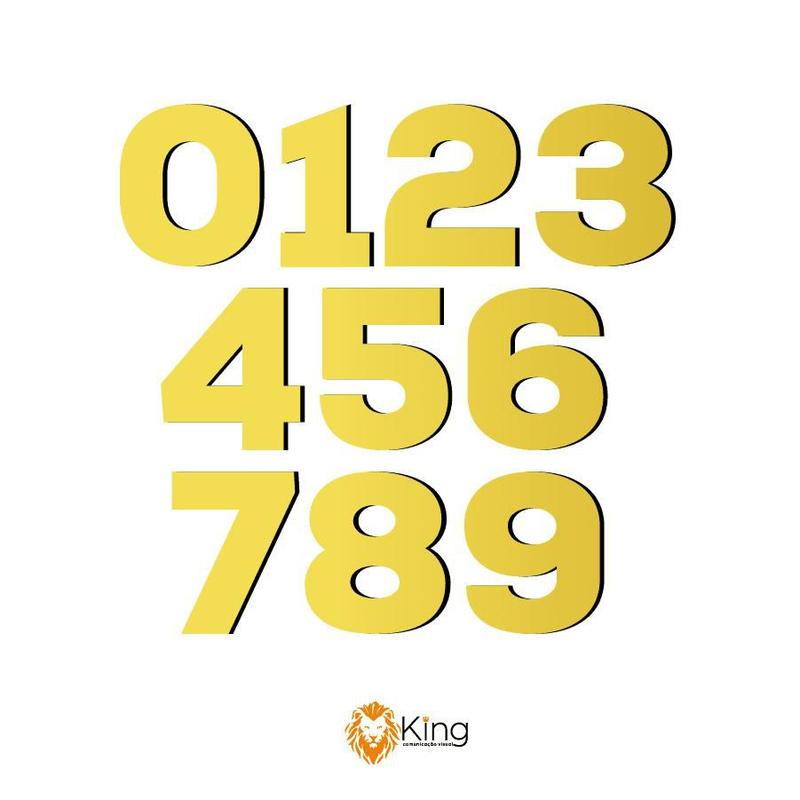 Número Residencial cor Dourado Espelhado - ACM - 12 cm - KING - Letras ...