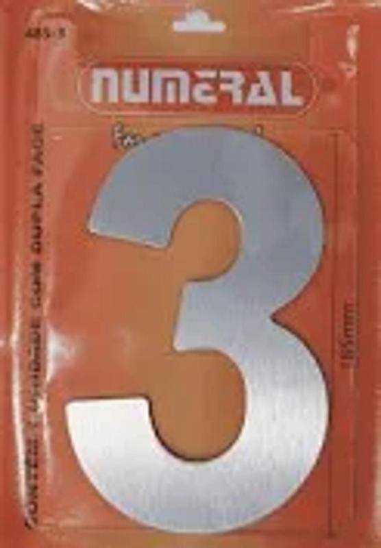Número Residencial N 3 - Aço Escovado Tam. GRANDE 185mm Numeral ...