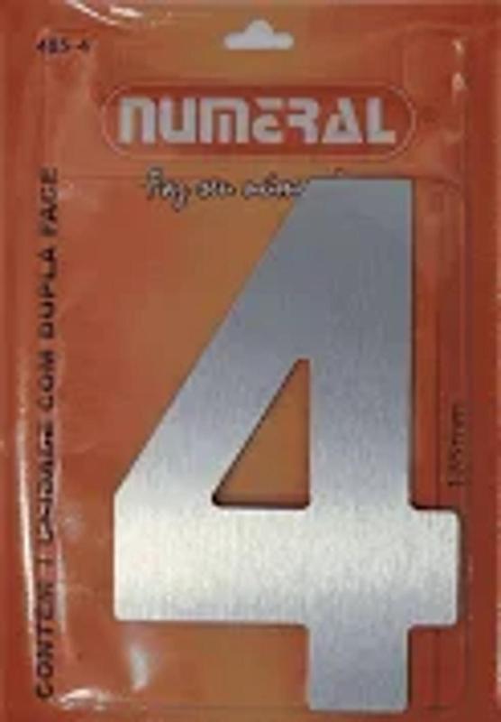 Número Residencial N 4 - Aço Escovado Tam. GRANDE 185mm Numeral ...