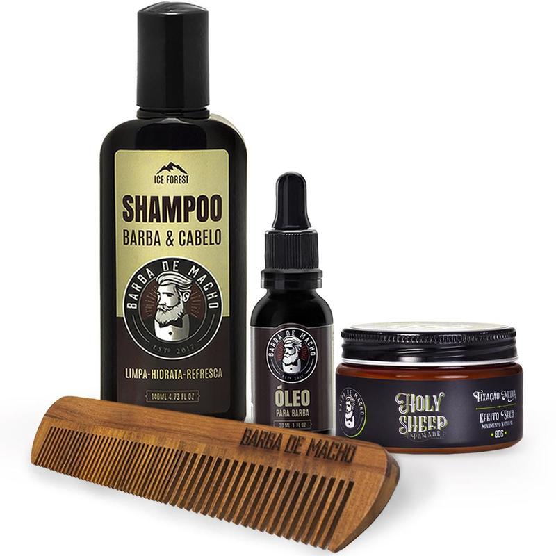 O Melhor Kit De Barba Com Shampoo Oleo Pomada E Pente - Barba De Macho ...