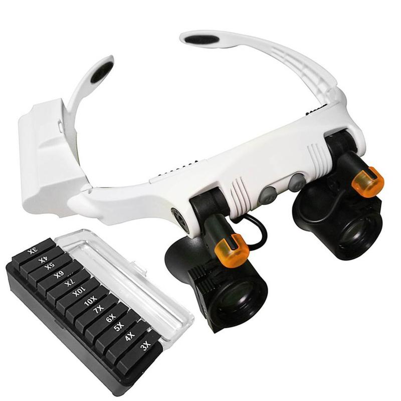 Óculos Com Lupa Iluminada Profissional 7 Lentes Ate 15x de Zoom e Luz ...