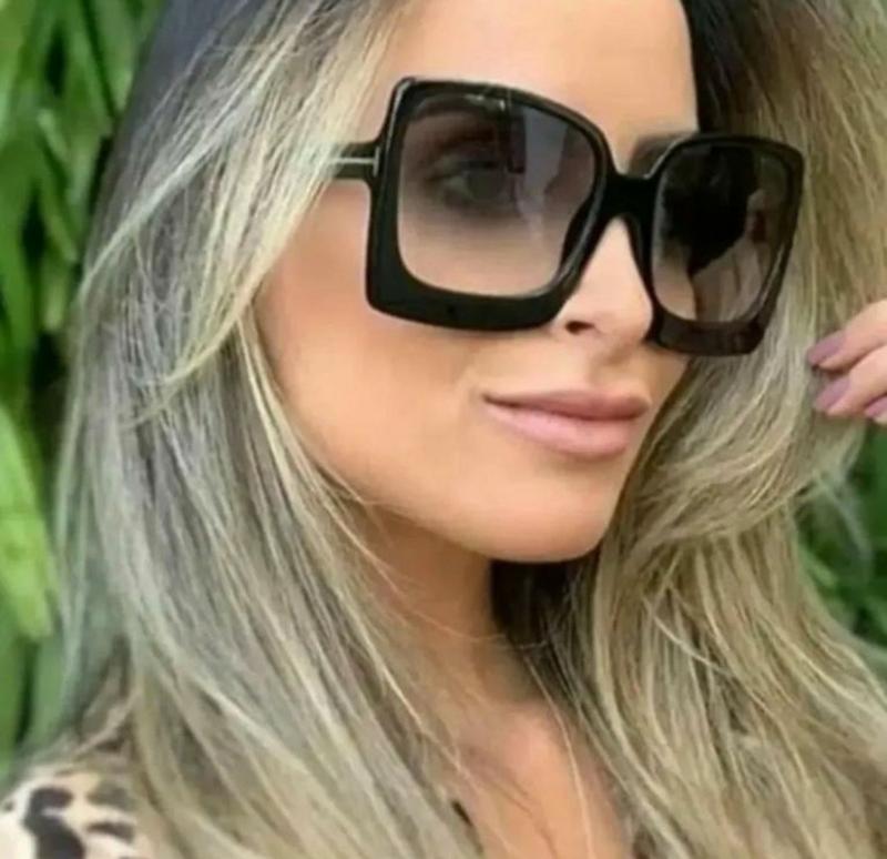 Óculos de Sol Quadrado Grande Original para Rosto Redondo Largo Grande ...