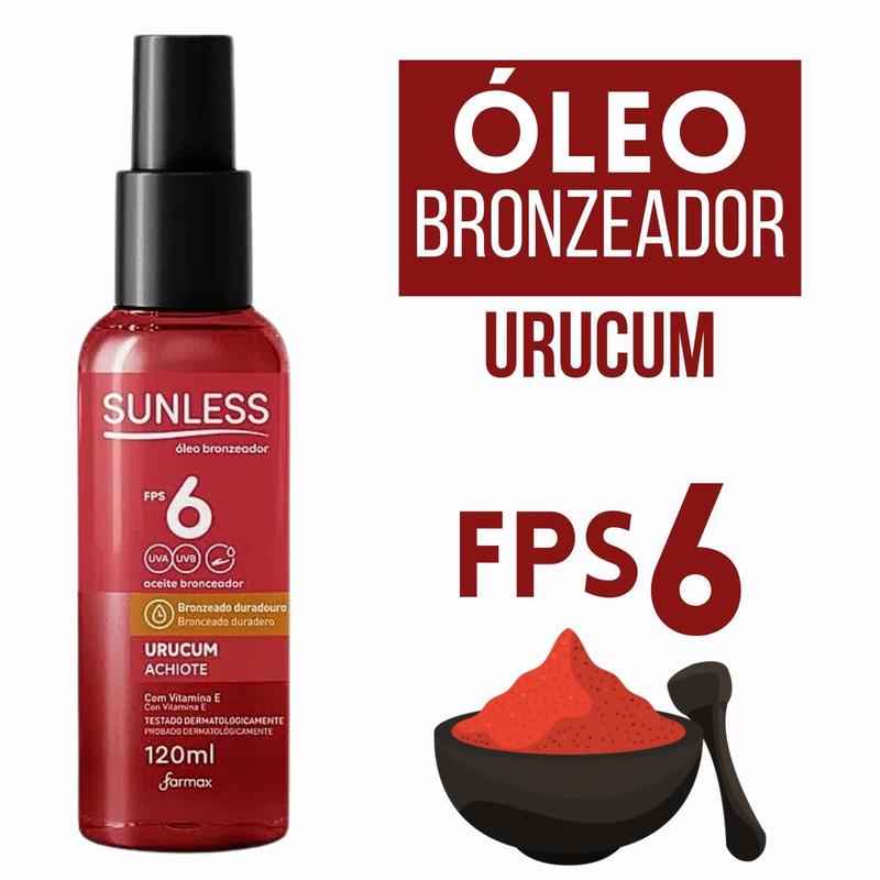 Óleo Bronzeador Sunless Em Spray Urucum FPS6 120ml Farmax - Bronzeador ...