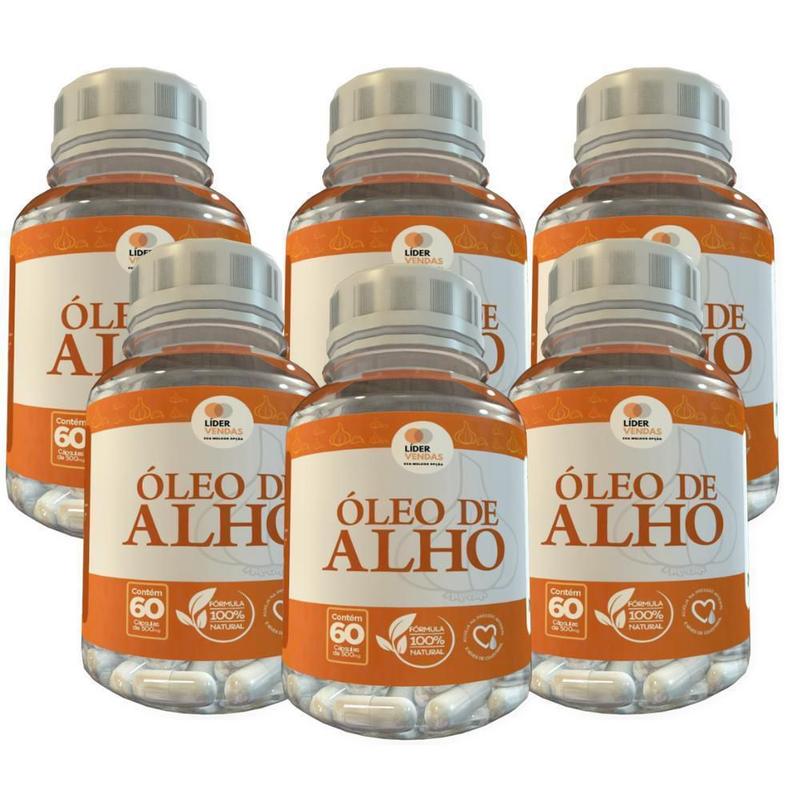 Oléo De Alho - 60 Caps 500Mg Kit Com - 6 Potes - Lider Vendas - Óleo de ...