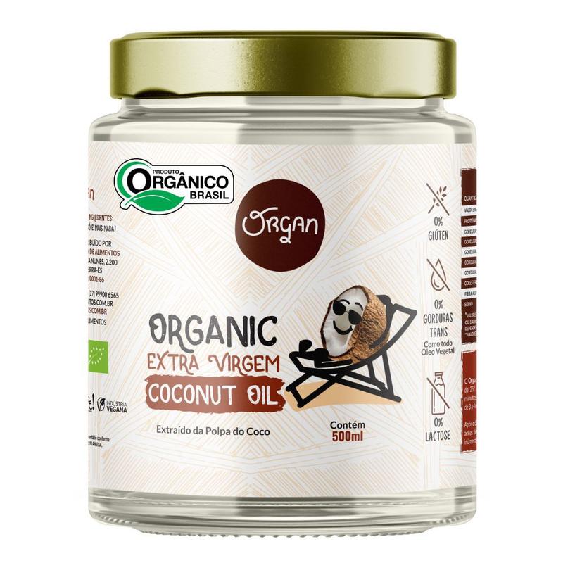 Óleo de Coco Orgânico Puro Extra Virgem Vidro 500ml Sem Glúten - Organ ...