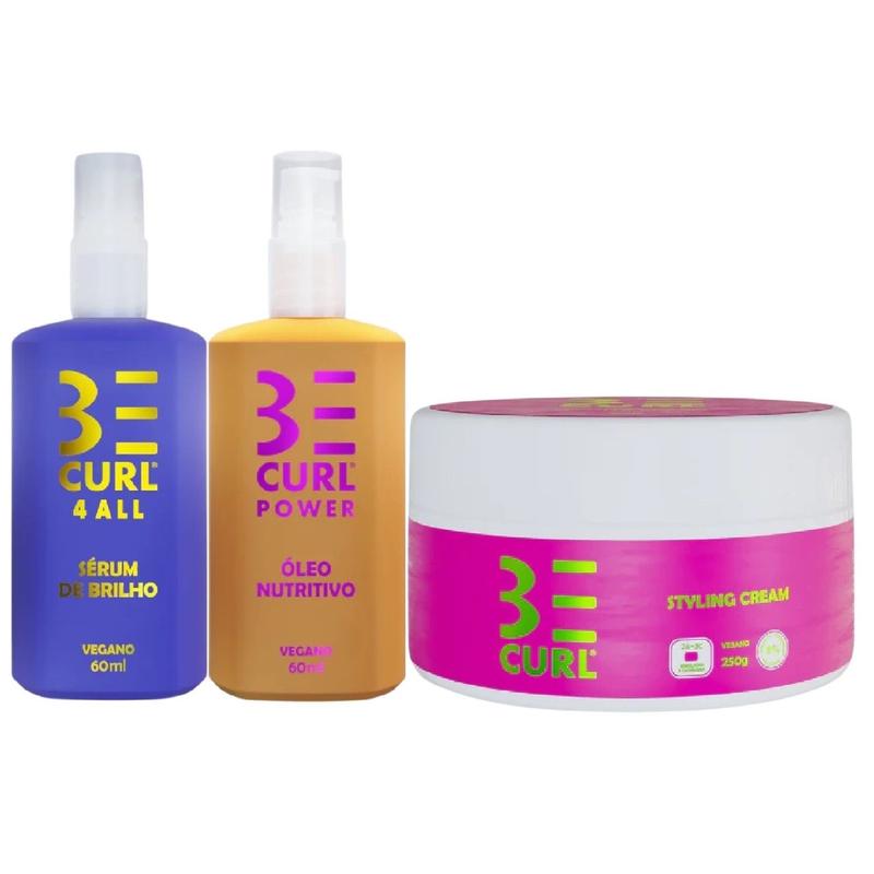 Óleo Nutritivo Be Curl Sérum 2x60ml e Styling Cream 250g - Kit de Tratamento para Cabelos ...