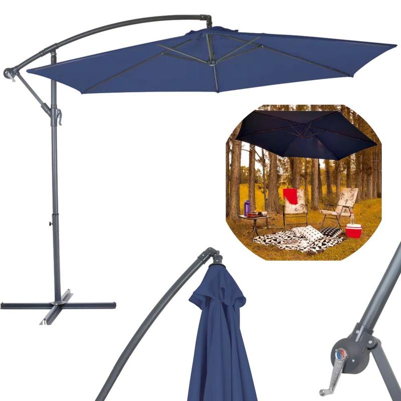 Ombrelone 3 Metros Azul com Base e Manivela Bora Bora Mor e Lazer ...