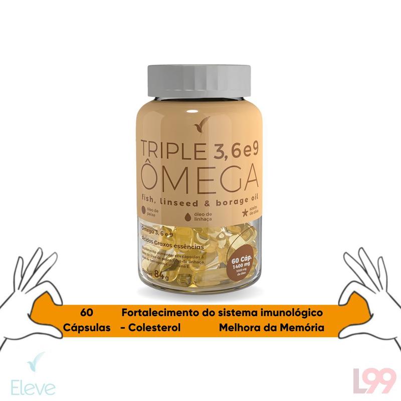 Ômega 3, 6 E 9 Triple Ômega - 60 Cápsulas - 30 Dias Eleve Life - Ômega ...