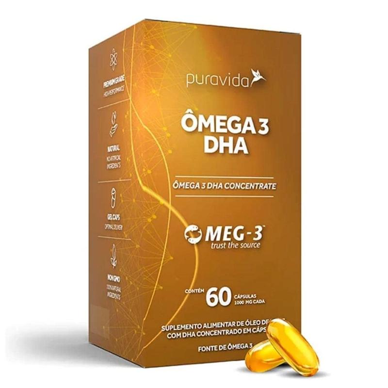 Ômega 3 DHA 1g 60 Cápsulas Puravida - Ômega 3 / Óleo de Peixe ...