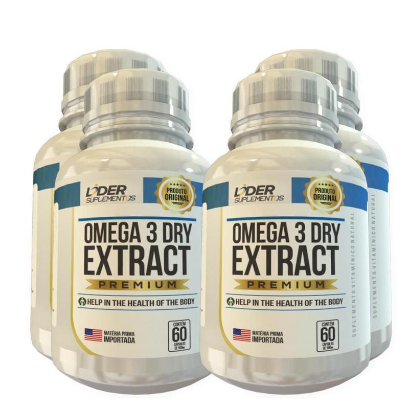 Ômega 3 Extrato Seco Caps 500Mg 60 Cápsulas Kit Com 4 Potes - Flora ...