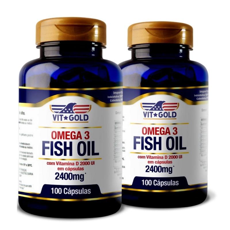 Omega 3 (Fish Oil) 2400mg com Vit.D3 2000UI Kit 2x 100 caps. - VitGold ...