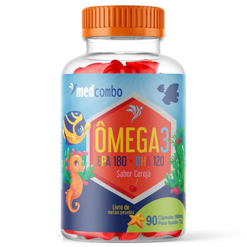 Omega 3 Infantil 90 Cápsulas Mastigáveis Sabor Cereja Medcombo - Ômega ...
