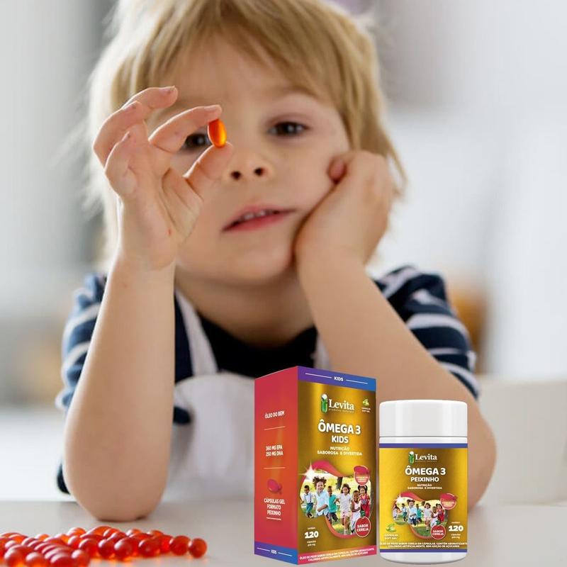 Ômega 3 Infantil Sabor Cereja 500mg 60 Cápsulas Vitamínica - Levita ...
