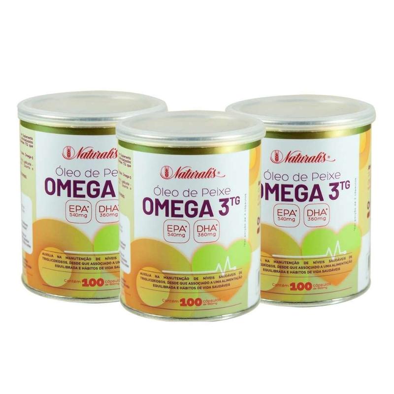 Ômega-3 Tradicional Naturalis 100 Cápsulas Óleo de Peixe 3 Unidades ...