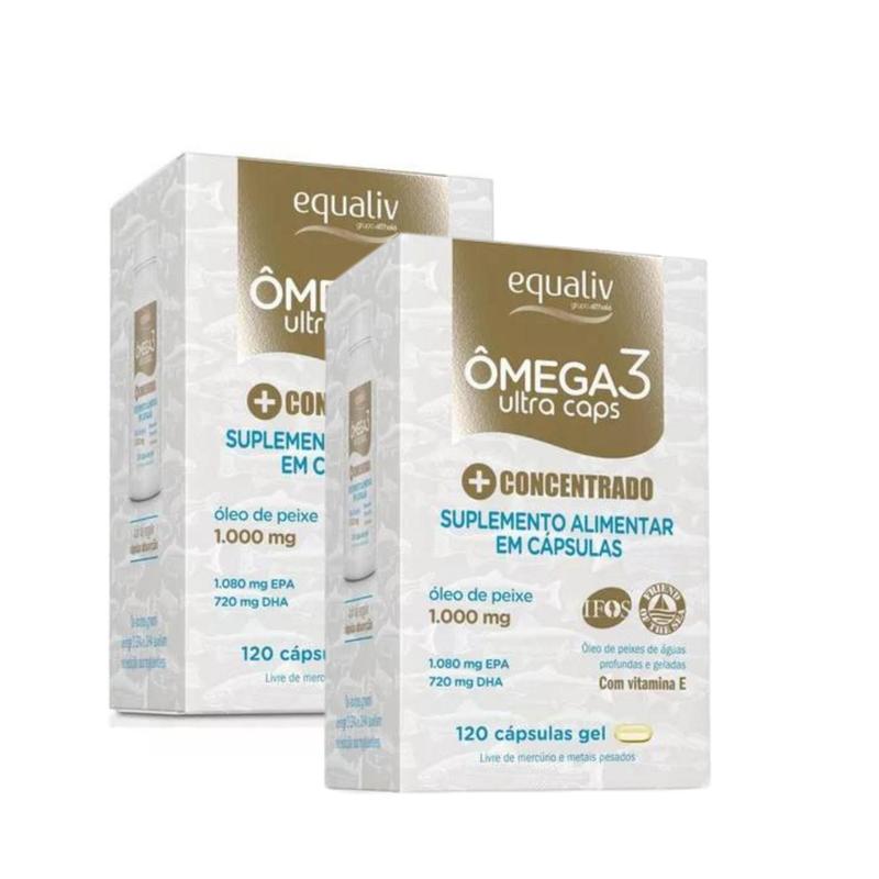 Ômega 3 Ultra Caps Equaliv 1000mg + Concentrado 120 Cápsulas Kit 2 ...