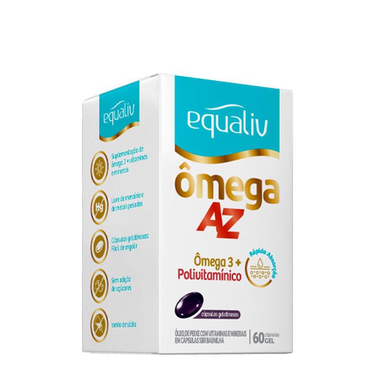 Ômega AZ - Ômega 3 + vitaminas e minerais - 60 Cápsulas Gel Equaliv ...
