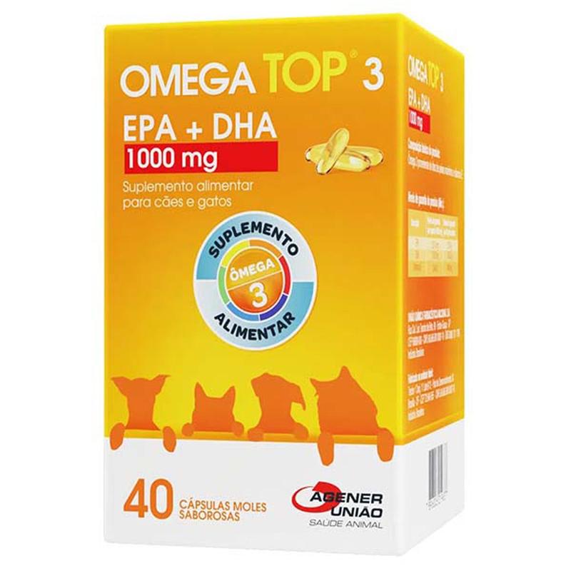 Ômega Top 3 Epa+Dha 1000 Suplemento Alimentar Agener União - 40 ...