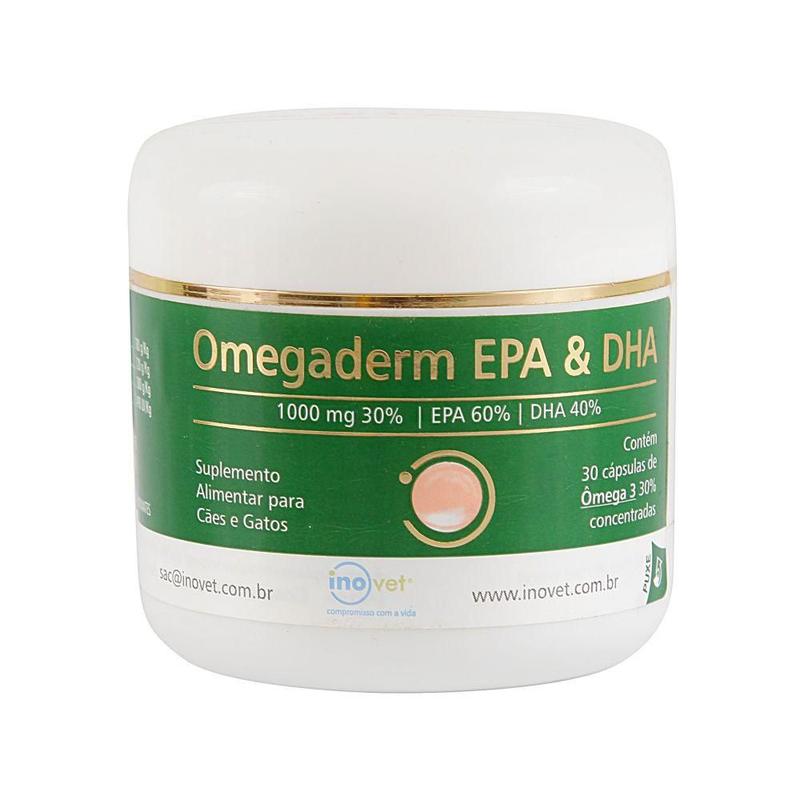Omegaderm 30% 500mg 30 Cápsulas sup. Cães e Gatos - Inovet - Suplemento ...