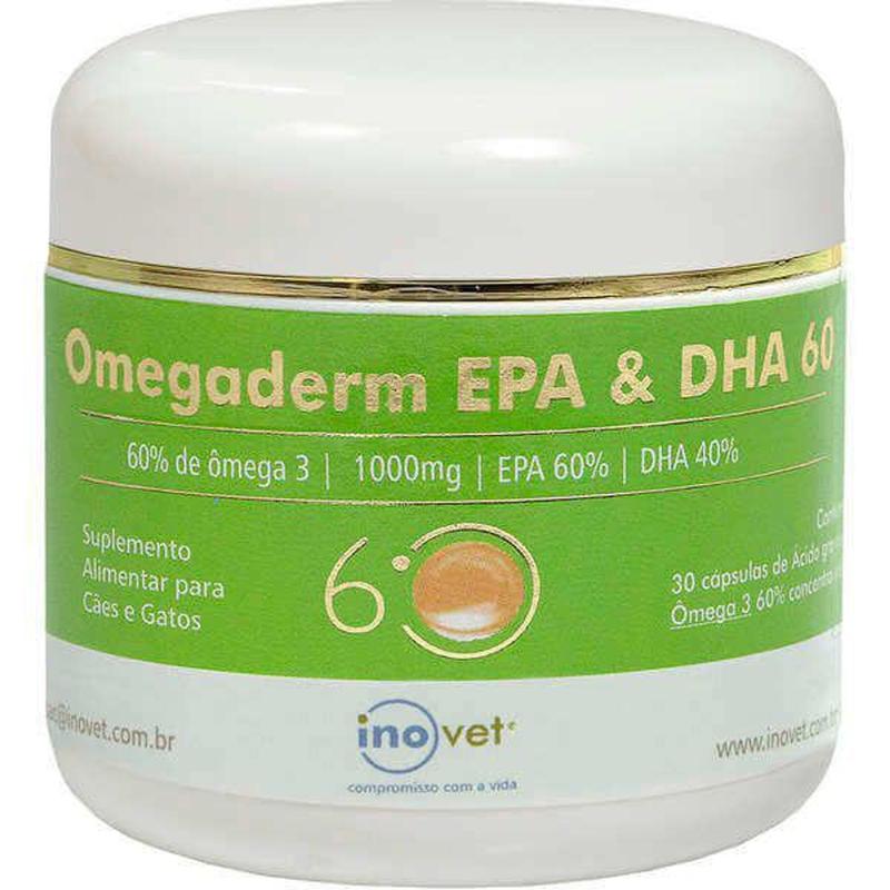 Omegaderm EPA & DHA 60% 1000mg 30 Cápsulas Inovet - Suplemento para ...
