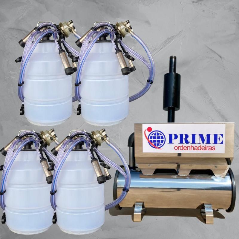Ordenhadeira leiteira mecanica balde ao pe inox para 4 vacas - bomba 450 e motor 2cv - Prime ...