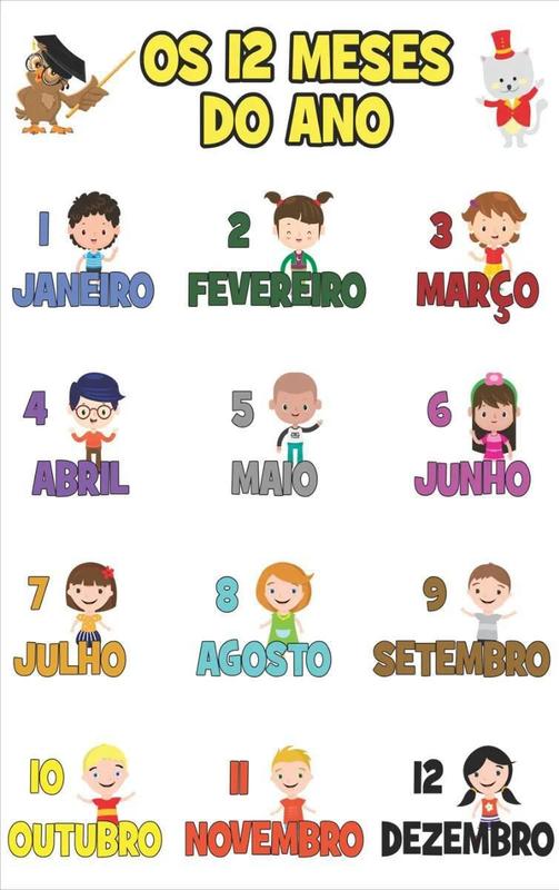 Os 12 Meses Do Ano Escolar Painel Lona - Loja Amoadesivos - Material ...