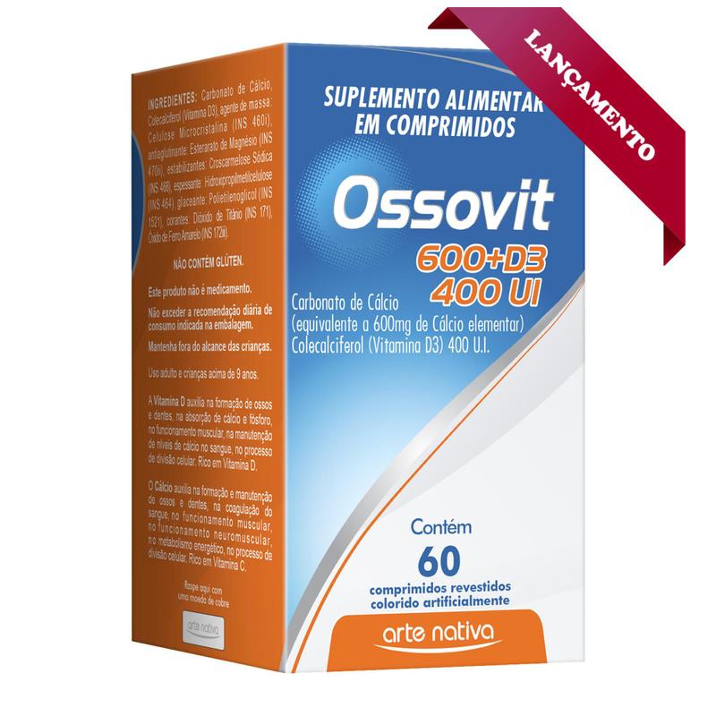 Ossovit 600+ D3 400UI - 60 comprimidos - Arte Nativa - Complexo B ...