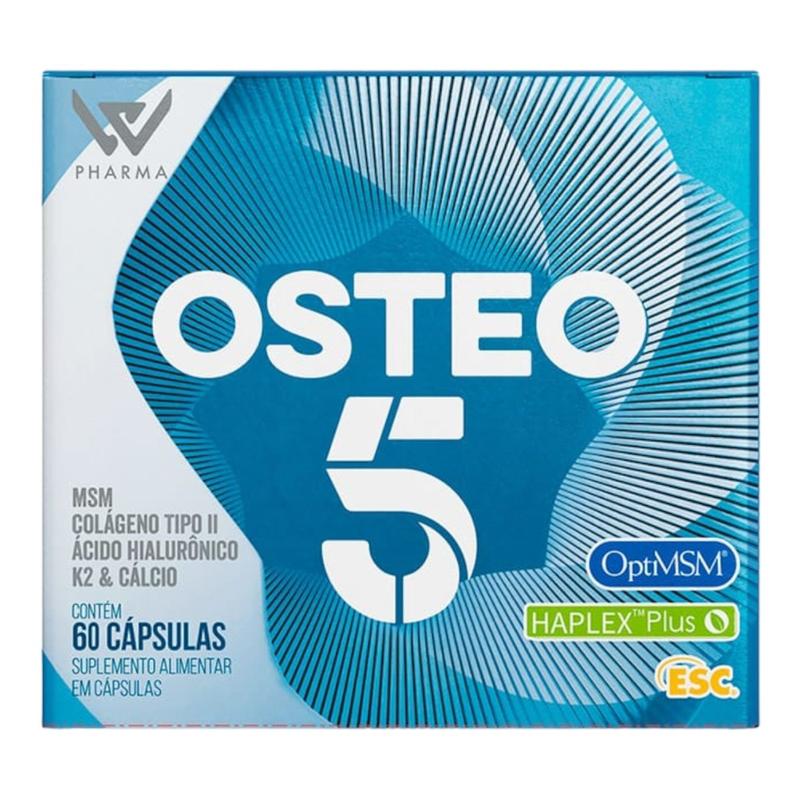Osteo 5 60 Cápsulas Colágeno Tipo 2 Msm Acido Hialuronico K2 e Cálcio ...