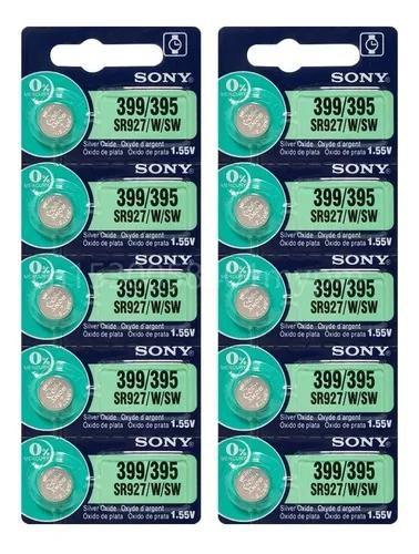PACK 10 Baterias Pilha Botão Moeda Sony 399/395 SR927/W/SW - Pilhas ...