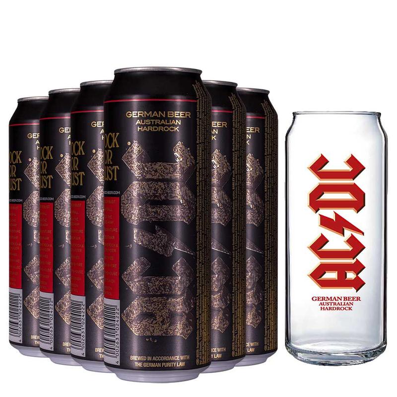 Pack 6 Cervejas ACDC German Beer + Copo - AC/DC German Beer - Kit ...