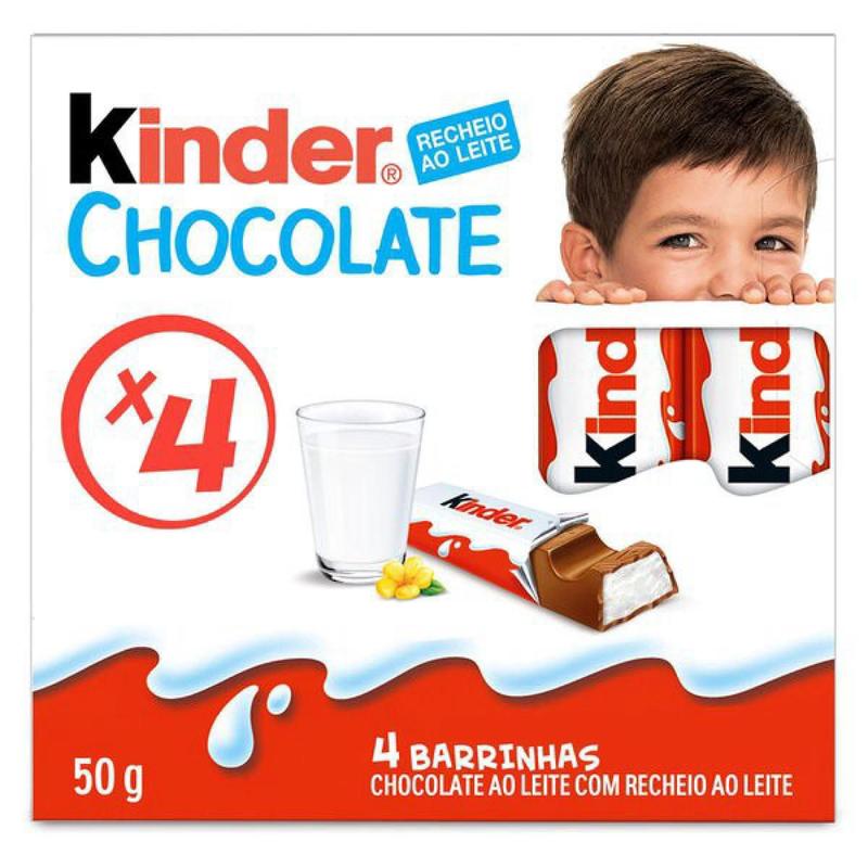 Pack Chocolate Ao Leite Kinder Pacote 50G 4 Unidades - Chocolate ...