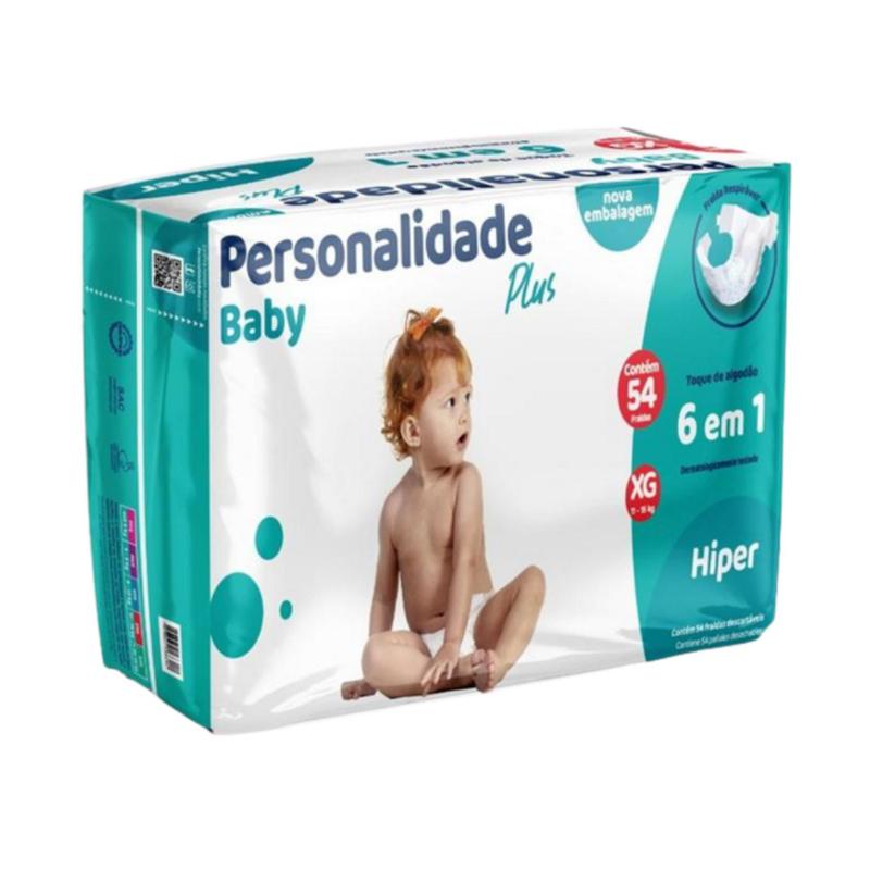 Pacote de Fraldas Personalidade Baby Plus XG/54 Hiper 6 em 1 - Fralda ...