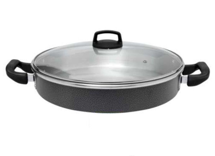 Paellera Grande 40 Cm Profissional Com Tampa De Vidro - Docesar ...