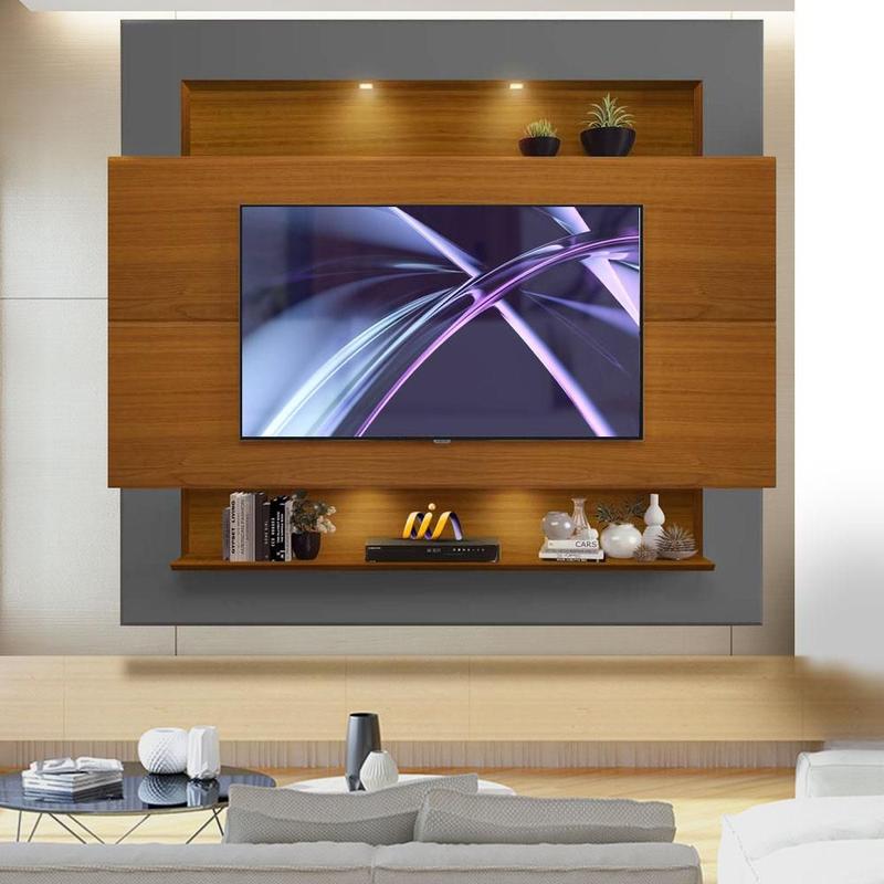 Painel Com Led Para Tv Até 75 Polegadas Cinza Carvalho Aramis Shop Jm ...